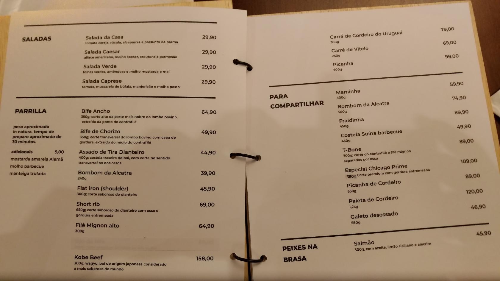 Menu em Chicago Prime Casa de Carnes restaurante, Brasília, SHCN EQN ...