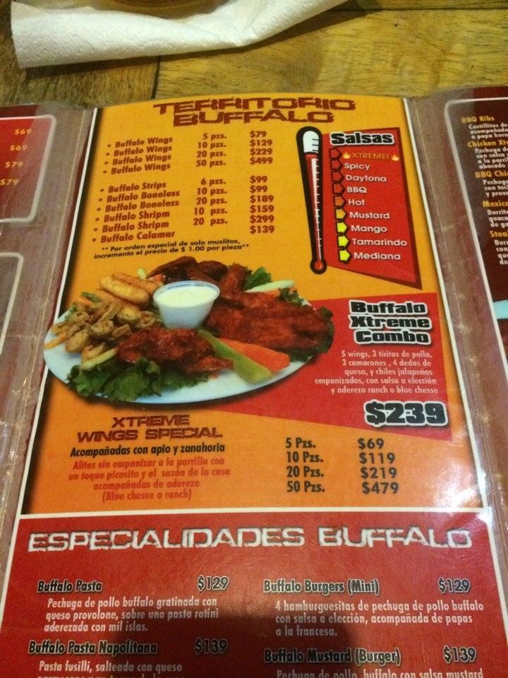 Carta del pub y bar Buffalo Xtreme, Acapulco, Lote 14