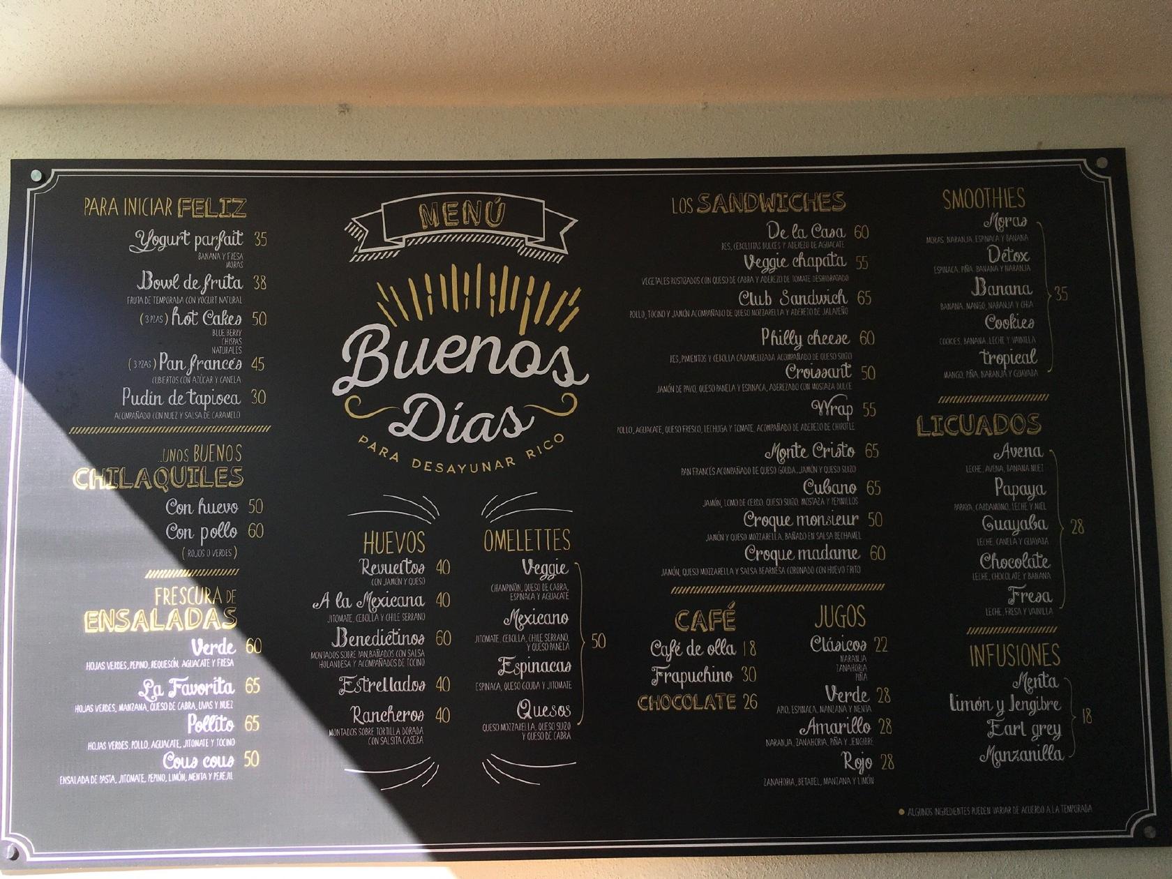 Carta del restaurante Buenos Dias Desayunos, Morelia