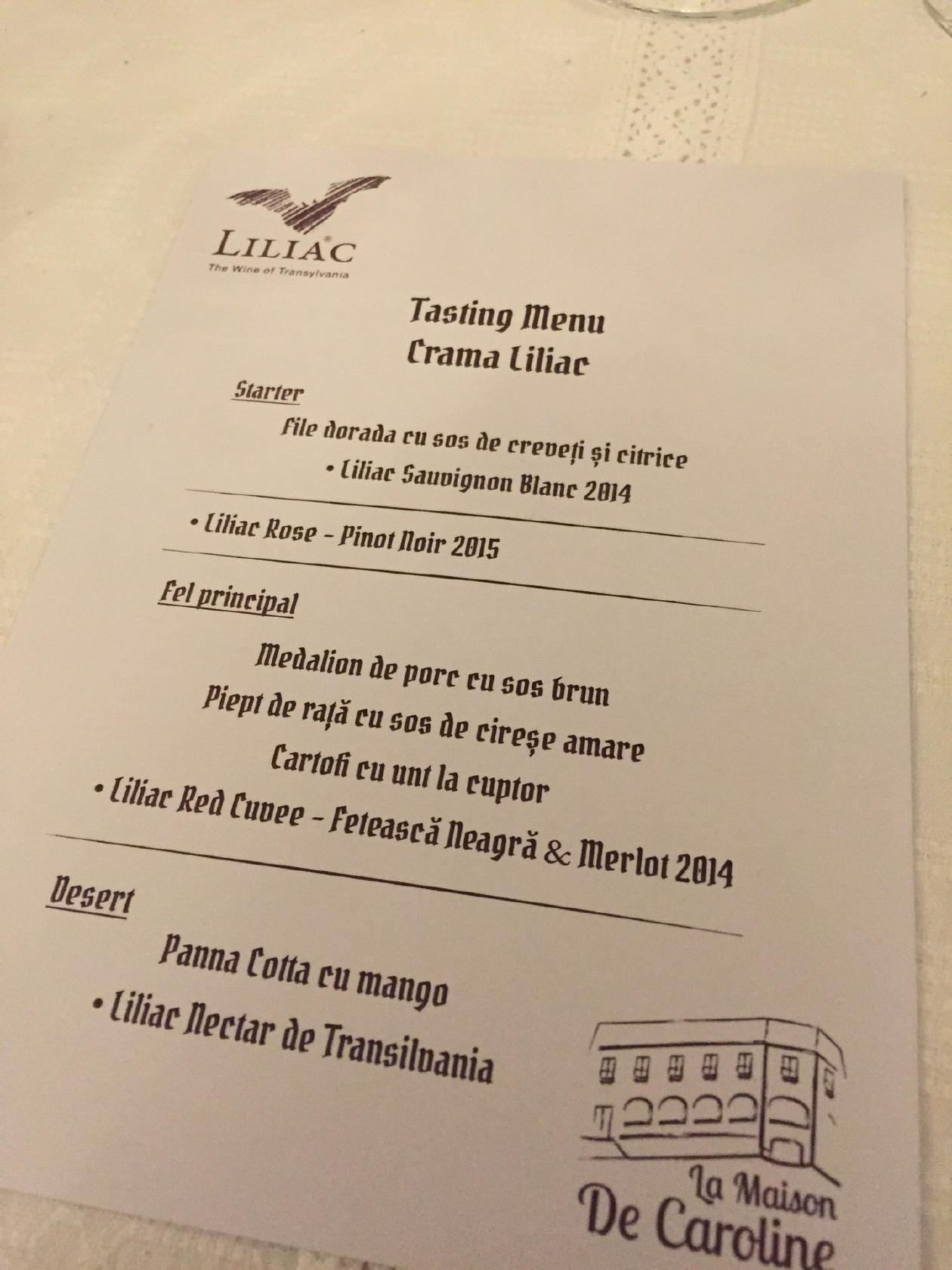 Menu at La Maison De Caroline, Alba Iulia