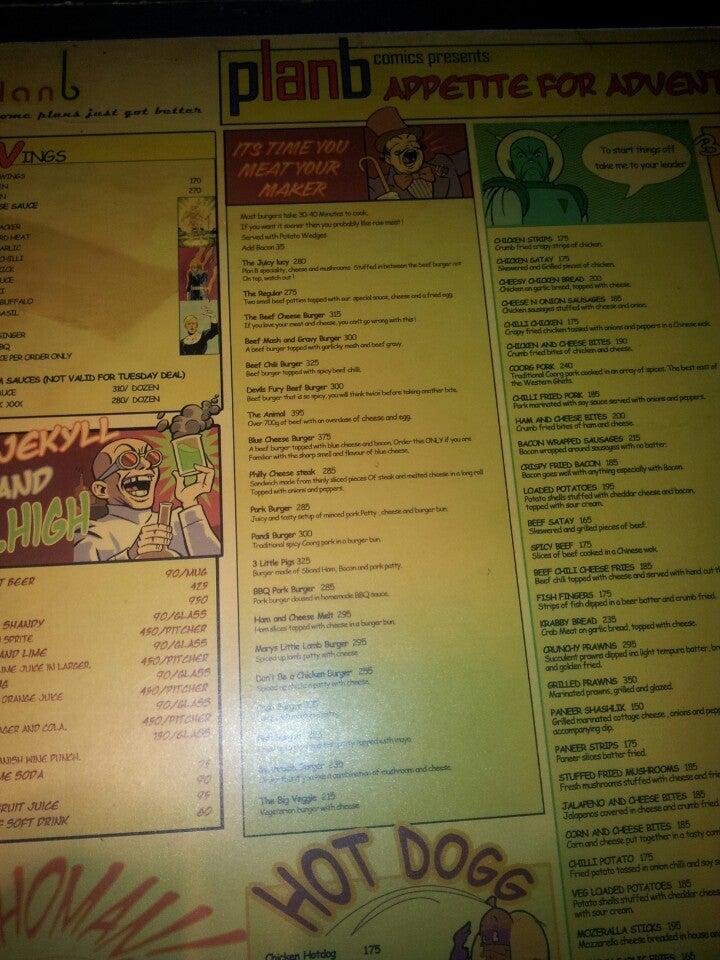 Menu at Plan B, Bengaluru, 13