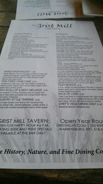 Menu at Grist Mill pub & bar, Warrensburg