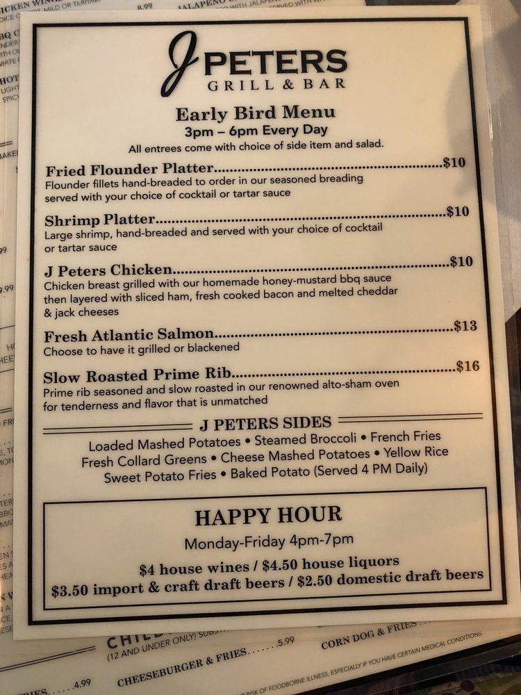 Menu at J Peters Grill & Bar - Pawleys, Pawleys Island