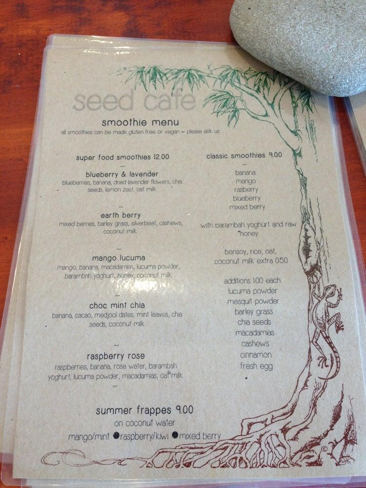 Carta de Seed Organic Vegetarian Cafe, The Junction