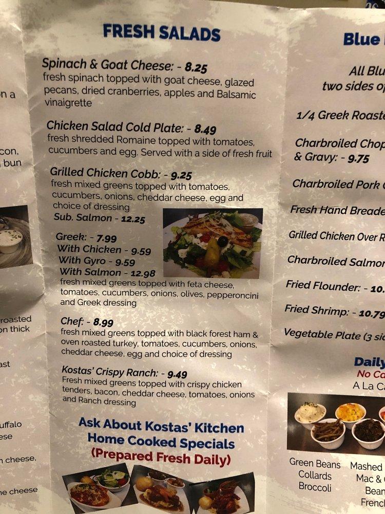 Menu at Kosta's Kitchen restaurant, Charlotte