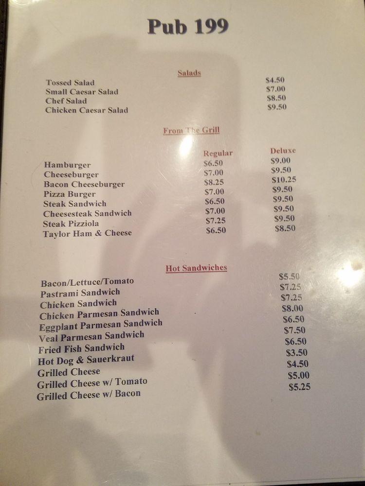 Menu at Pub 199, Mount Arlington