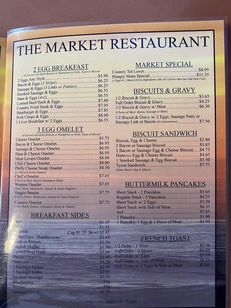 Menu at The Market Restaurant, Sanford