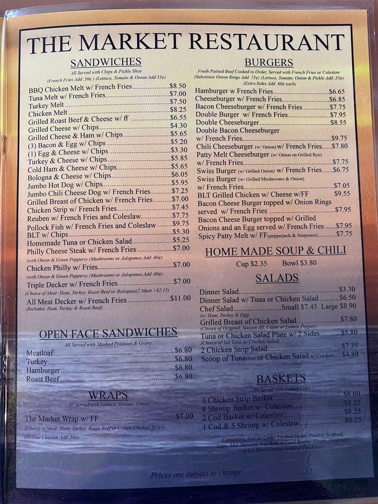 Menu at The Market Restaurant, Sanford