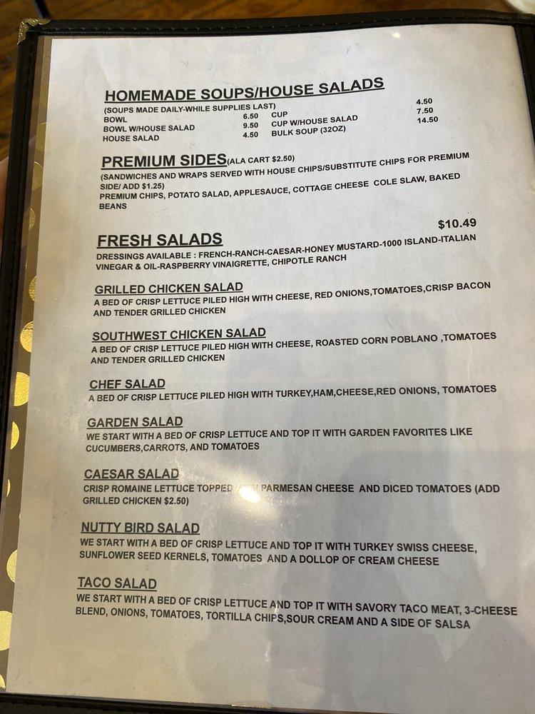 Menu at The Peddlers Loft Cafe, Martinsville