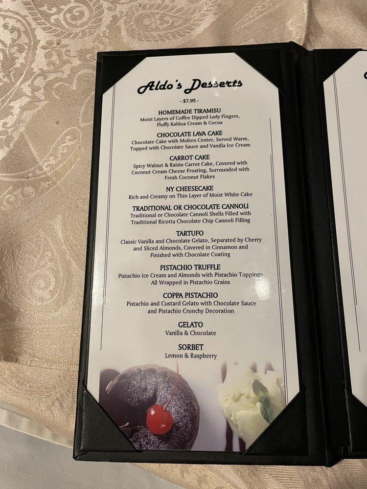 Menu at Aldo's Italian Restaurant, Wyckoff