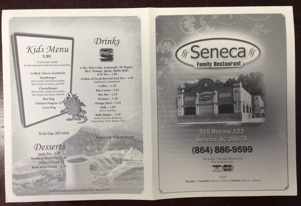 Menu at Seneca Family Restaurant, Seneca, 515 By Pass 123
