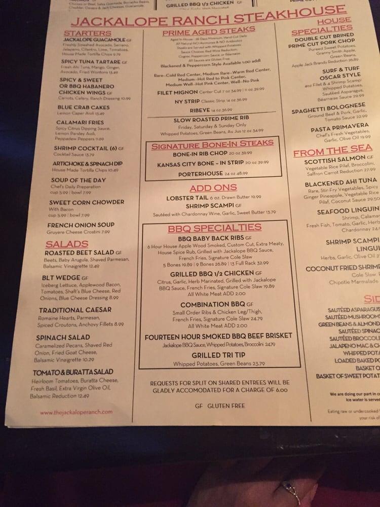 Menu at Jackalope Ranch pub & bar, Indio, CA-111