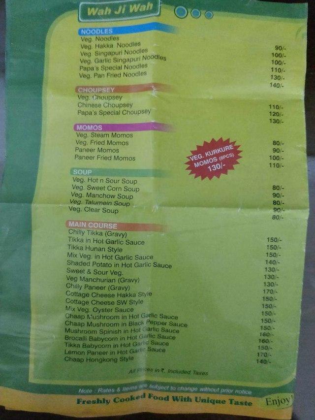 Menu at Papa Chinese Veg Food, New Delhi