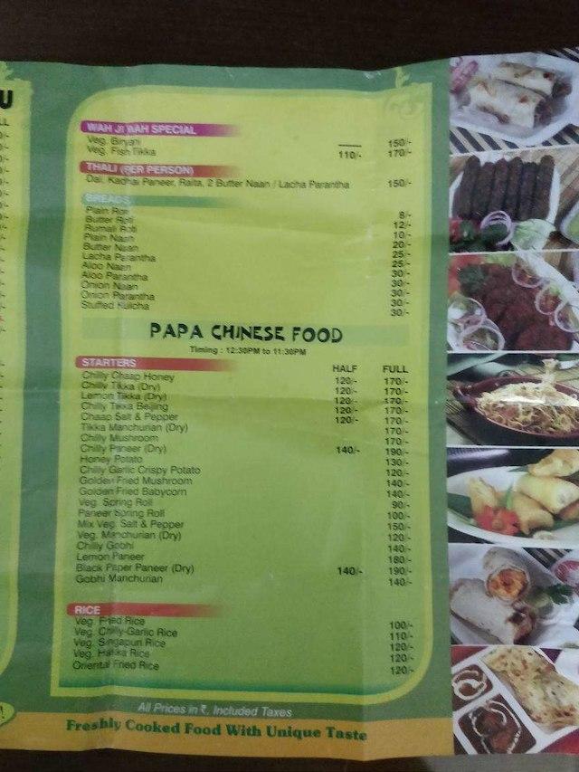 Menu at Papa Chinese Veg Food, New Delhi