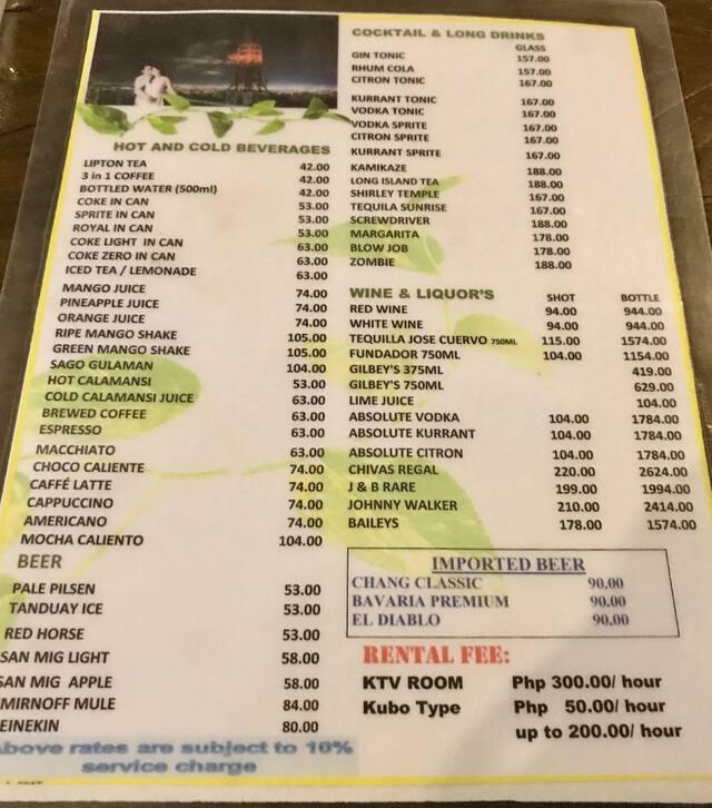 Menu at Cloud 9 Restaurant, Antipolo, 23 Sumulong Hwy