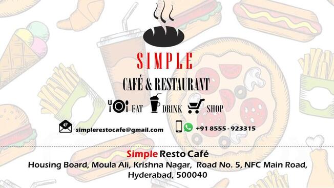 Menu at Simple Cafe, Hyderabad, 3-5-232