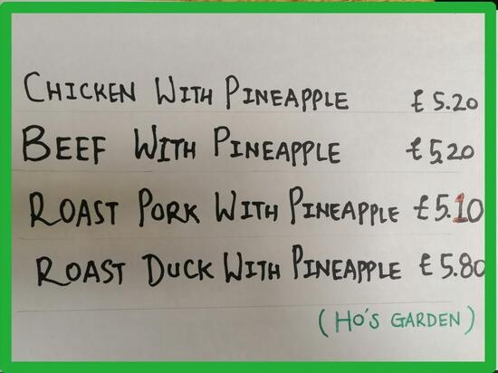 Menu at Ho's Garden restaurant, Peterborough