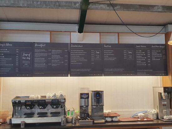 Menu at Dobbies cafe, Hare Hatch