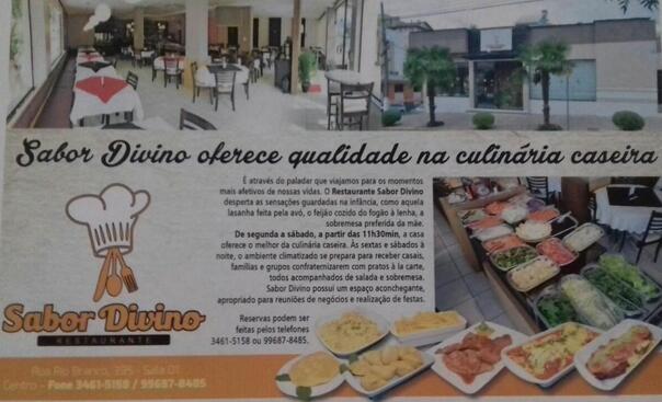 Menu em Restaurante Sabor Divino, Carlos Barbosa