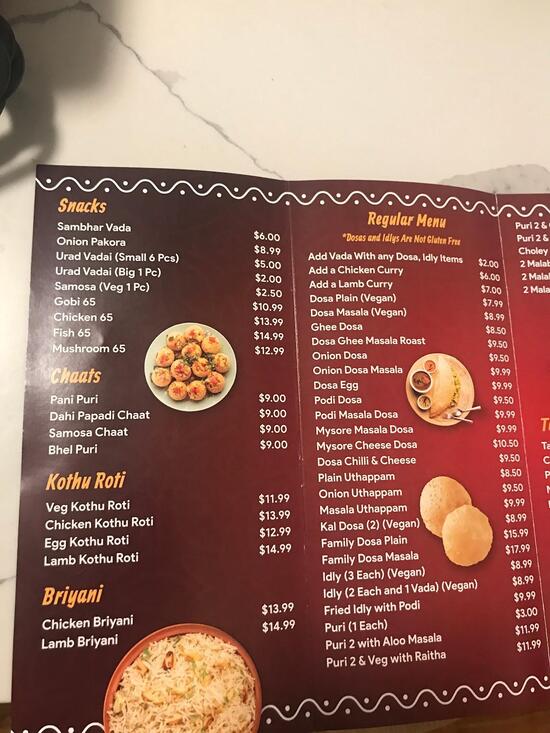 Menu at Ruchii Indian Restaurant, Mitcham