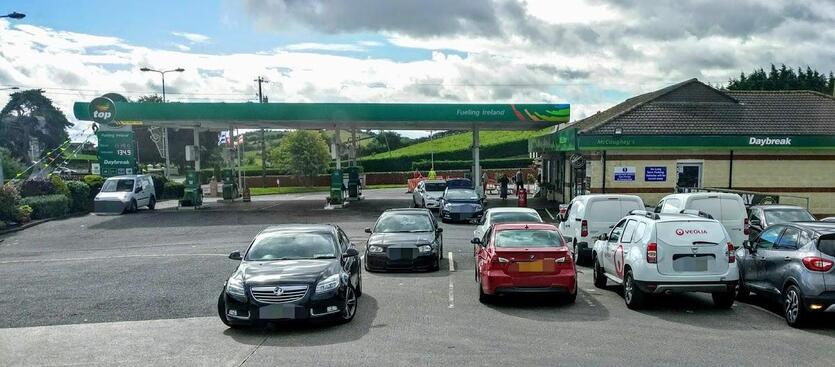 Menu at Top Service Station N2, Ireland