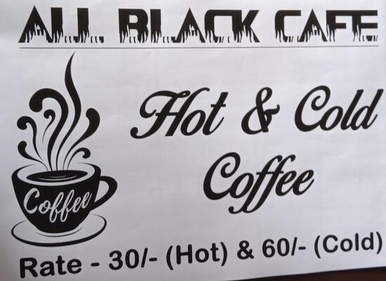 Menu at All black cafe, Kangra