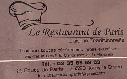 Carta de Le Restaurant de Paris, Torcy-le-Grand
