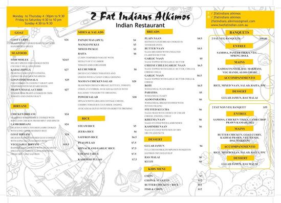 2 Fat Indians, Alkimos - Restaurant menu, prices and reviews