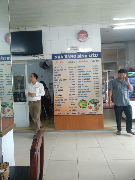 Menu at Nhà Hàng Bình Liễu restaurant, Việt Trì