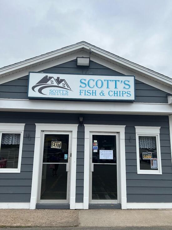 Menu at Scott's Fish & Chips restaurant, Coldbrook