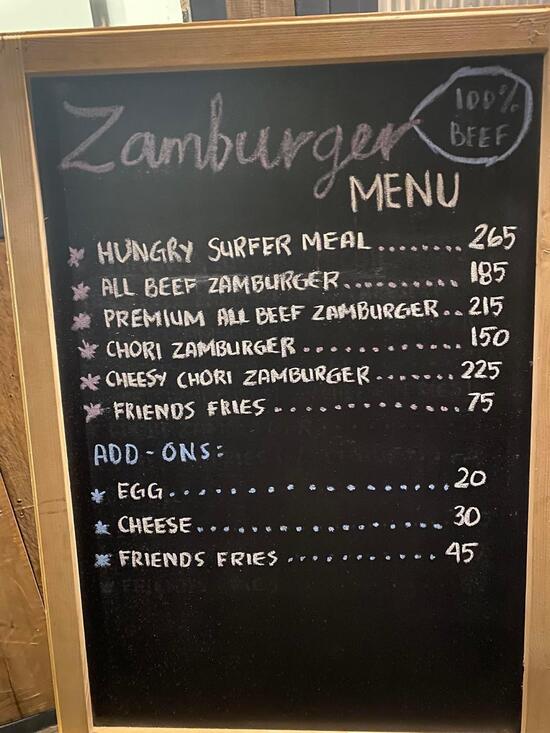 Menu at zamburger restaurant, San Felipe