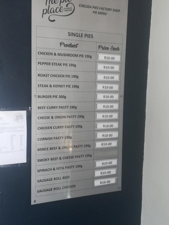 Factory Pie Shop, Edenvale - Restaurant menu, prices and reviews