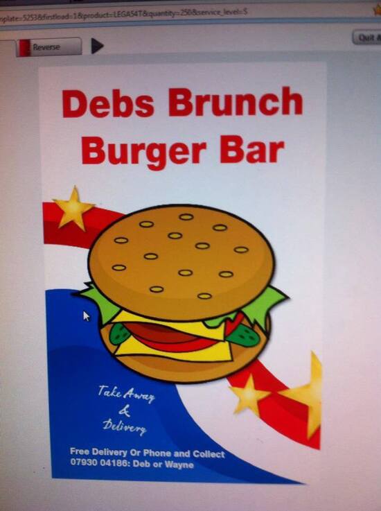 Menu at Debs Brunch Burger Bar, Rochester