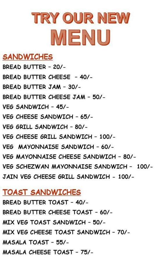 Menu at Honey Vadapav, Surat