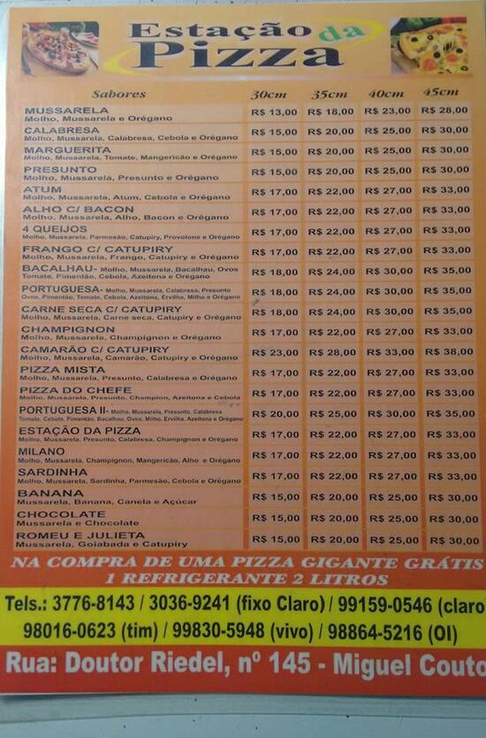 Menu em Estação da Pizza Nova Iguaçu RJ pizzaria, Nova Iguaçu, Rua ...