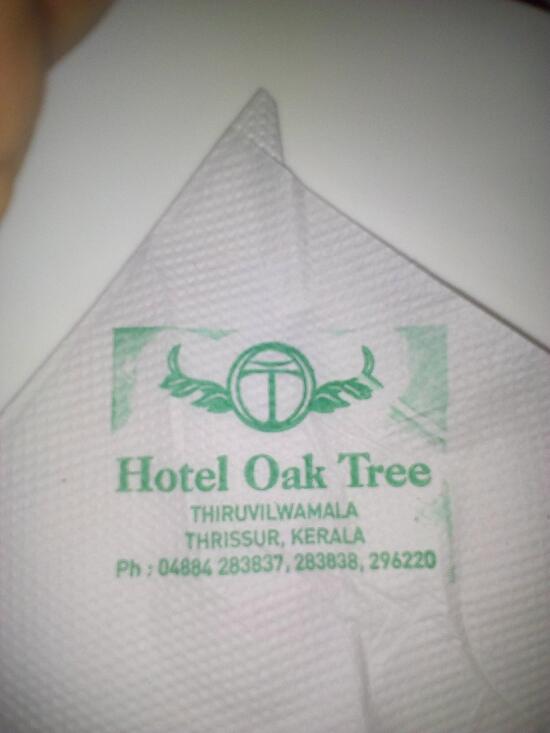 Hotel Oak Tree restaurant, Thiruvilwamala – menu, prices & reviews