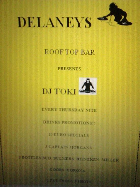 Menu at Roof Top Bar, Cavan