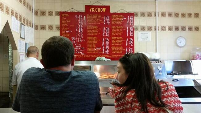 Menu at YK Chow fast food, Middlesbrough