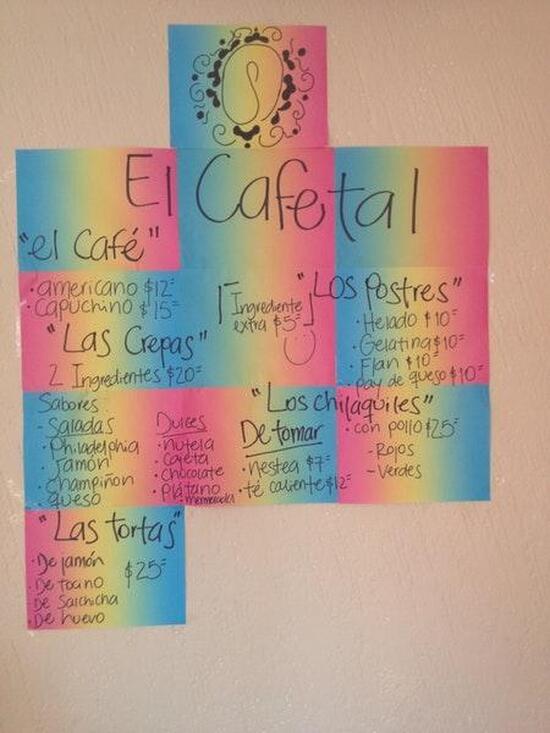 Menu at El Cafetal, Cancún
