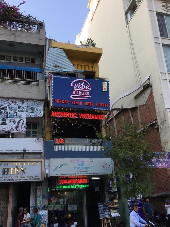 Menu at Vibe Burger restaurant, Ho Chi Minh City