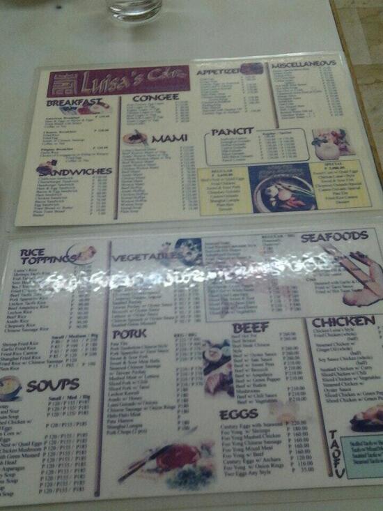 Menu at Luisa's Cafe, Baguio, CH7W+7PM