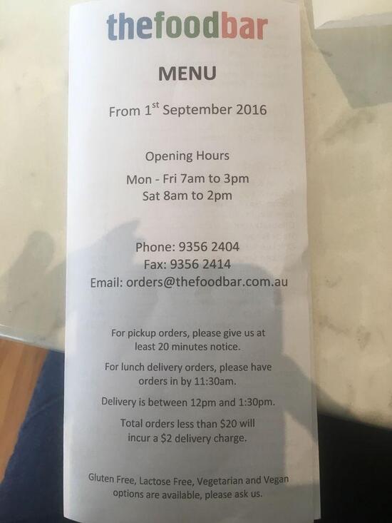 Menu at The Food Bar, Beckenham