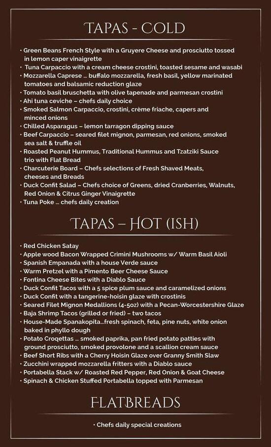 Menu at The Tavern-Downstairs pub & bar, Milledgeville