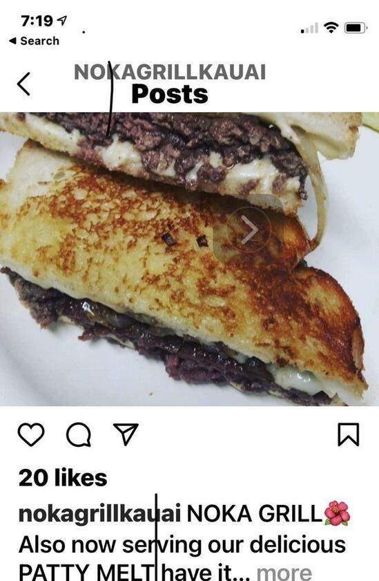 Menu at Noka Grill restaurant, Lihue