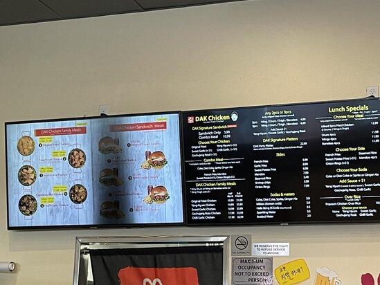Menu at Dak Chicken restaurant, San Francisco