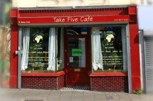 Menu at Take Five Cafe, Bristol
