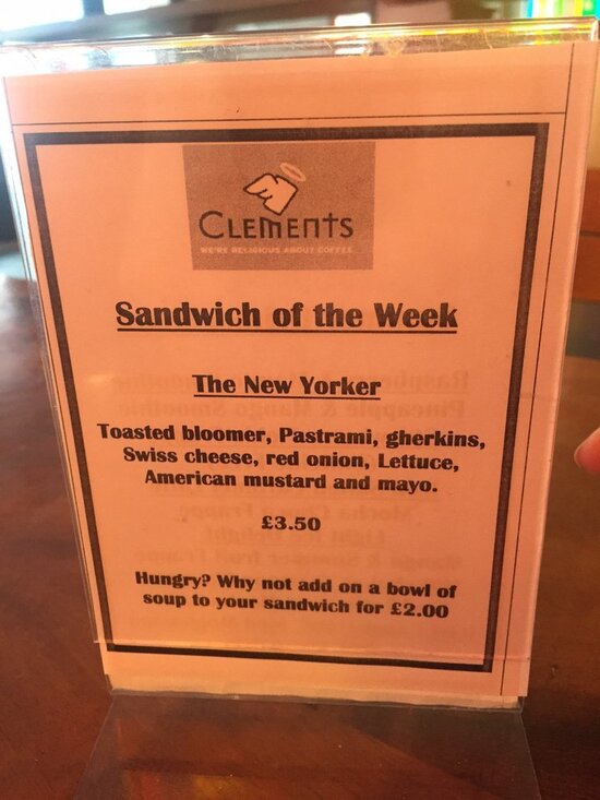 Menu at Clements cafe, Terrington Saint Clement