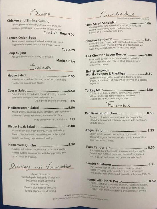 Menu at The Bistro at MCCTC desserts, Canfield