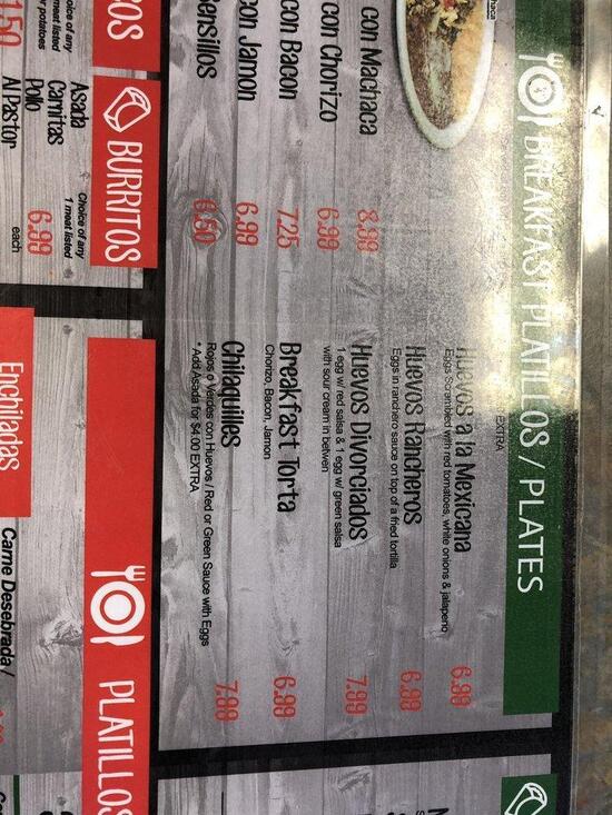 Menu at El Serrano Mexican Grill restaurant, Los Angeles