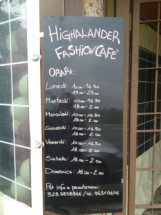 Menu da Highlander Pub Fashion Cafè, Villaggio Residenziale